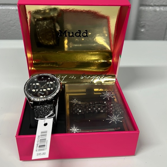 Mudd | Accessories | Womens Mudd Black Glitter Watch Hair Pin Set ...